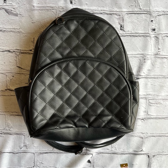 Bags | Mini Backpack Black Quilted Fauxleather Bag | Poshmark